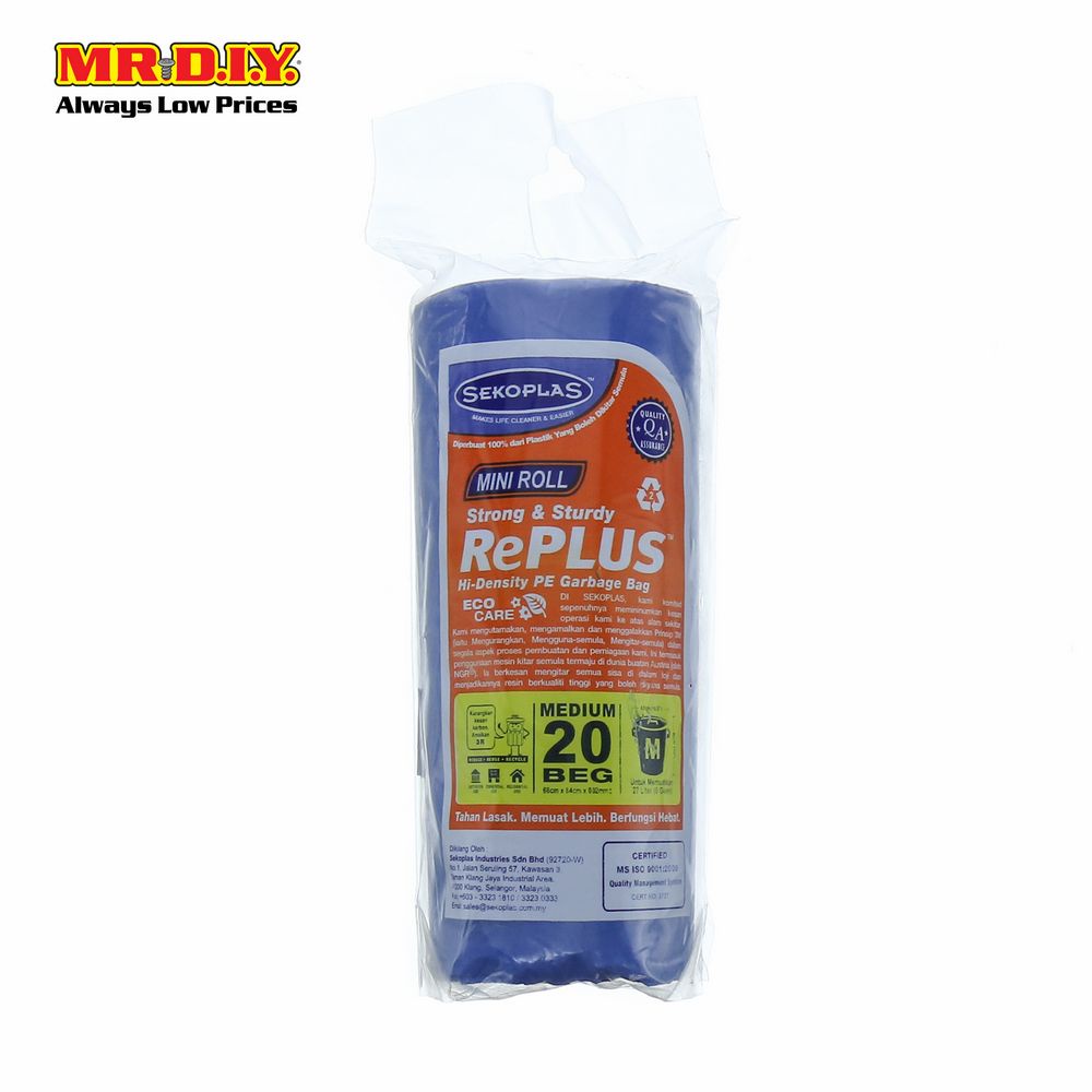 SEKOPLAS RePlus HDPE Mini Roll Garbage Bag M Size (20pcs) | Shopee ...