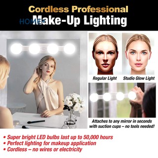 Portable Makeup Lights Cordless Super Bright with 4 LED Bulbs LED ...