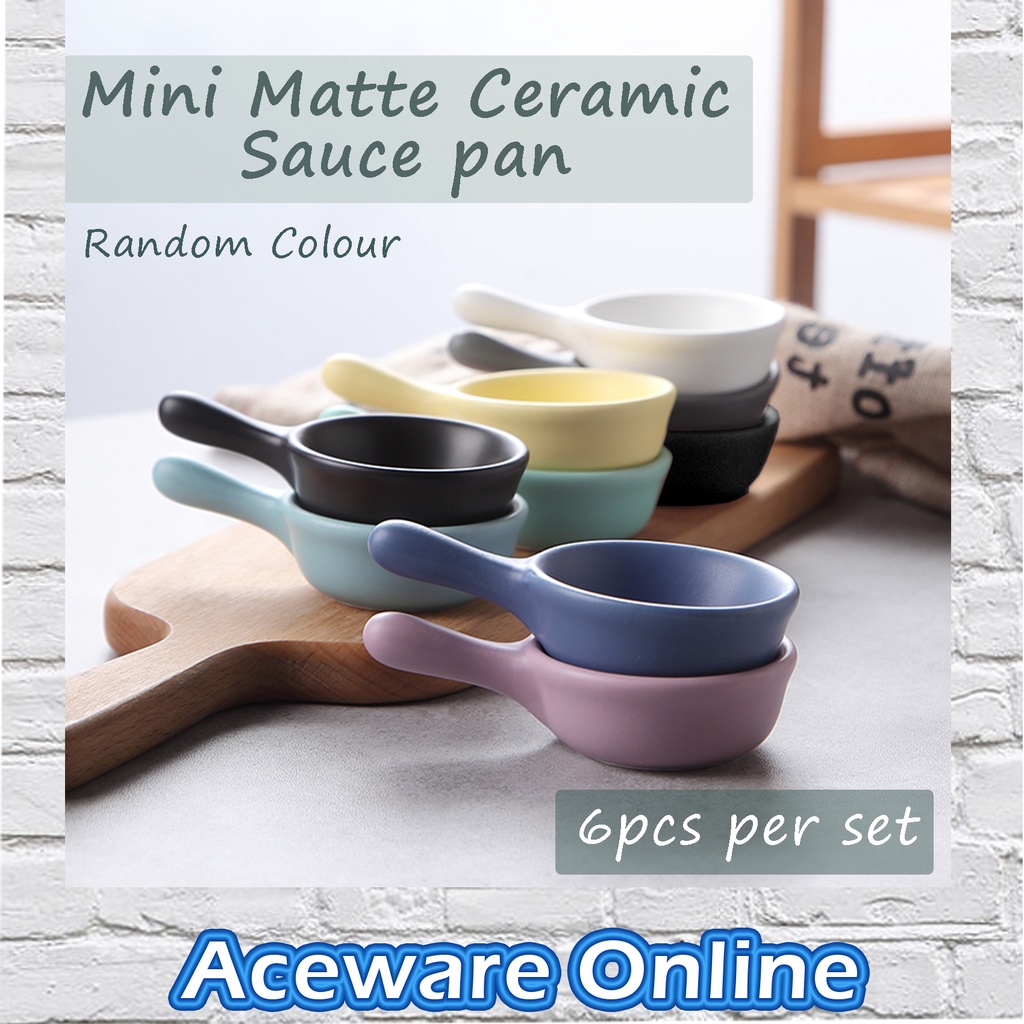 Matte Ceramic 6pcs / Set Mini Dipping Pan Design With Handle Bowl Dish ...