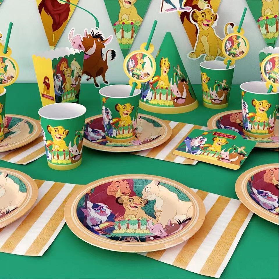 Disposable Tableware Lion King Simba Cartoon Theme Paper Plate Cup ...