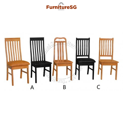 (FurnitureSG) Solid Mahogany Wood Dining Chairs with Cushion & Wooden ...