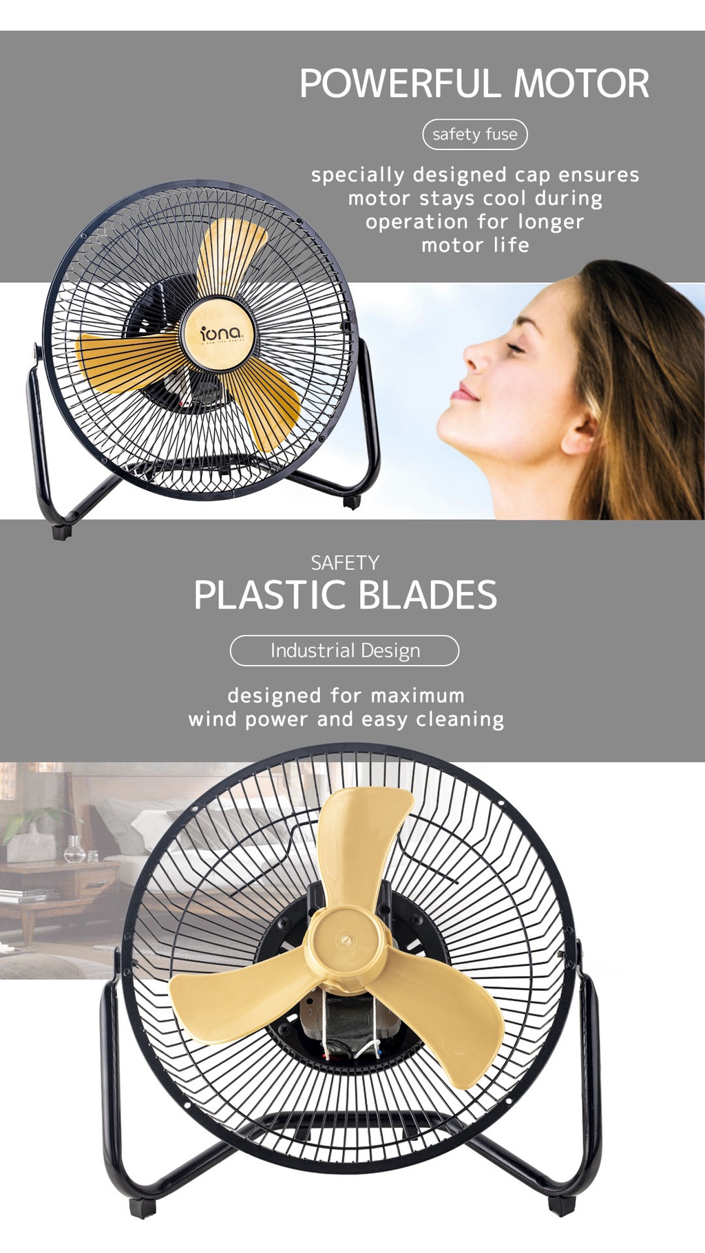 IONA Mini Table Fan 9 Inch | Small Desk Fan High Velocity Air ...