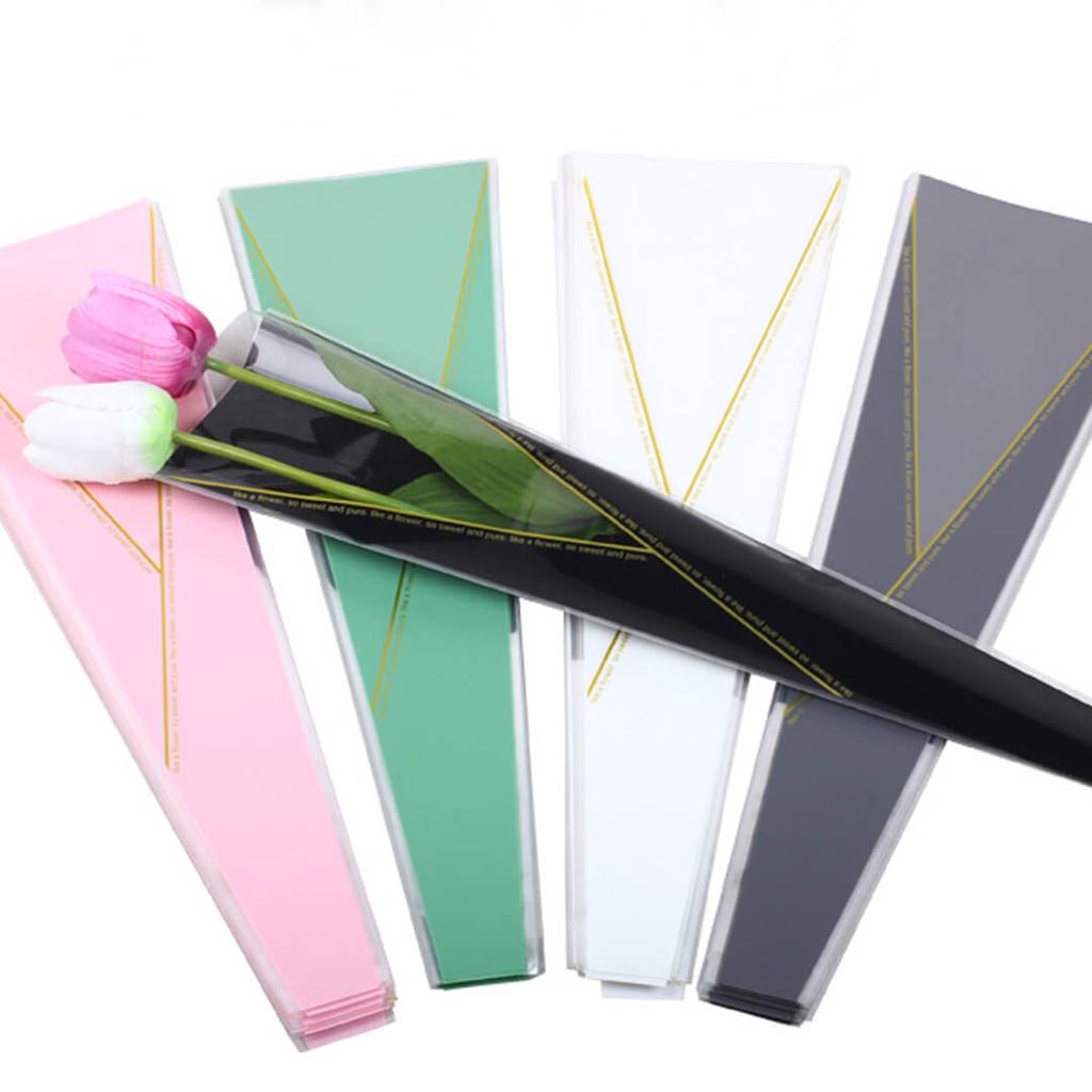 SHIOK 45cm x 13cm x 4cm Golden Triangle Flower Bag OPP Wrapper For ...