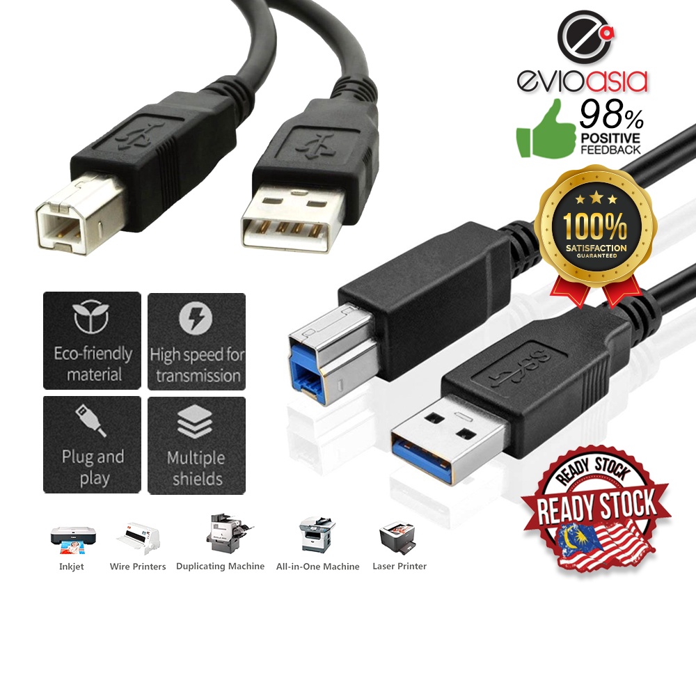 USB 2.0/USB 3.0 High Speed Printer Cable A to B Male (1m/3m/5m ...