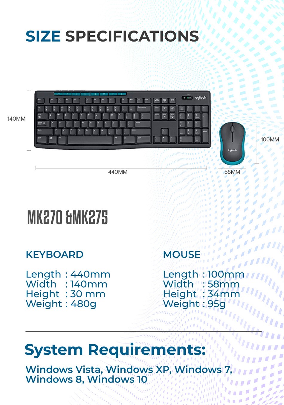 Logitech MK270/MK 270/MK275/MK 275 Wireless Keyboard And Mouse Combo (1 ...