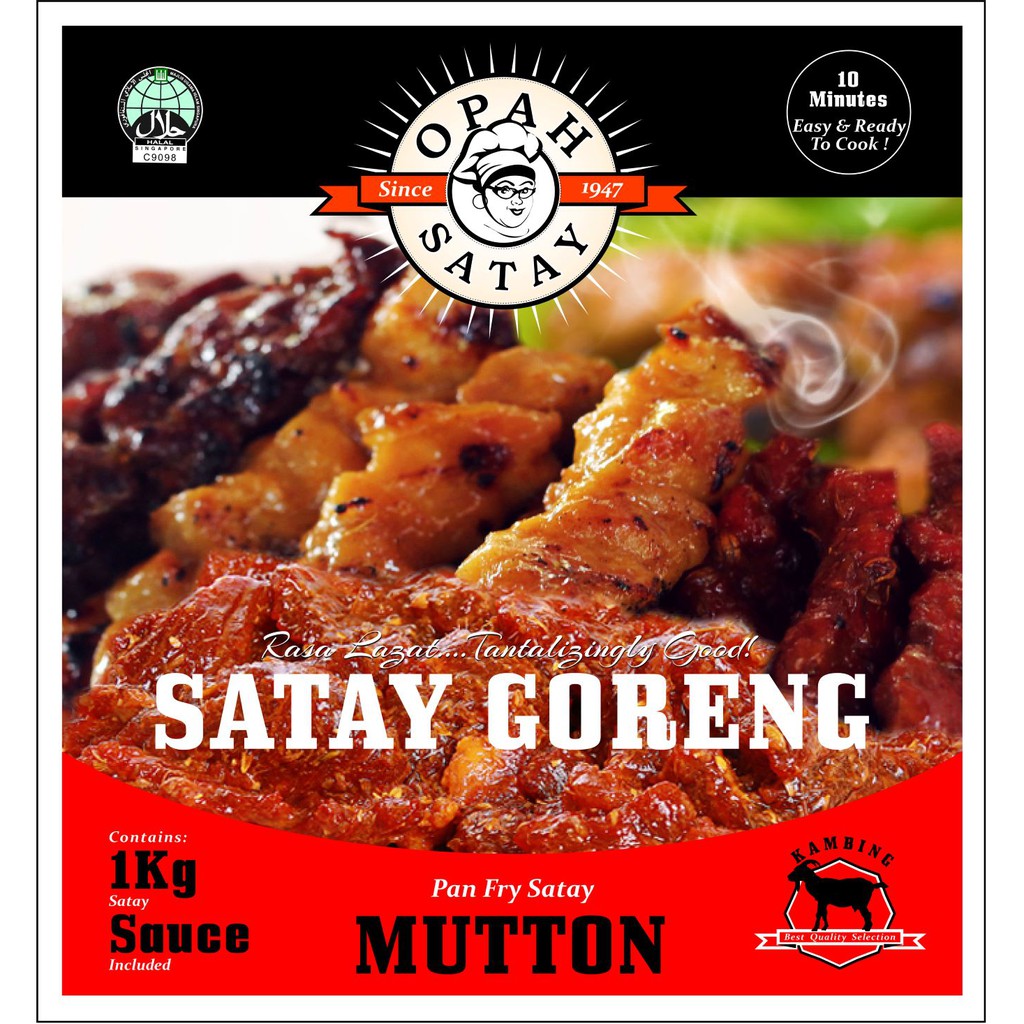 Opah Satay Mutton Satay Goreng (1kg) / Pan Fry Mutton Satay + Peanut ...