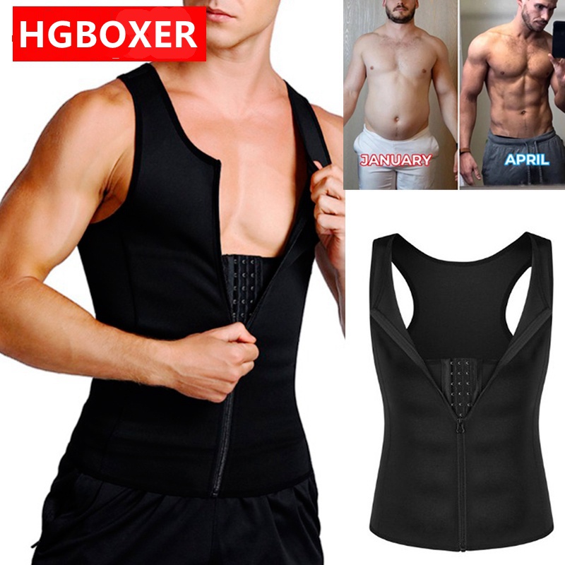 Compression Shirt for Men Weight Loss Workout Undershirts Slimming Body ...