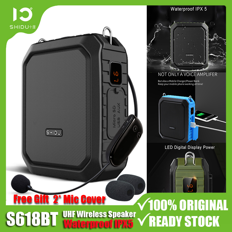 SHIDU S618 M800 UHF Wireless Voice Amplifier Bluetooth Waterproof ...