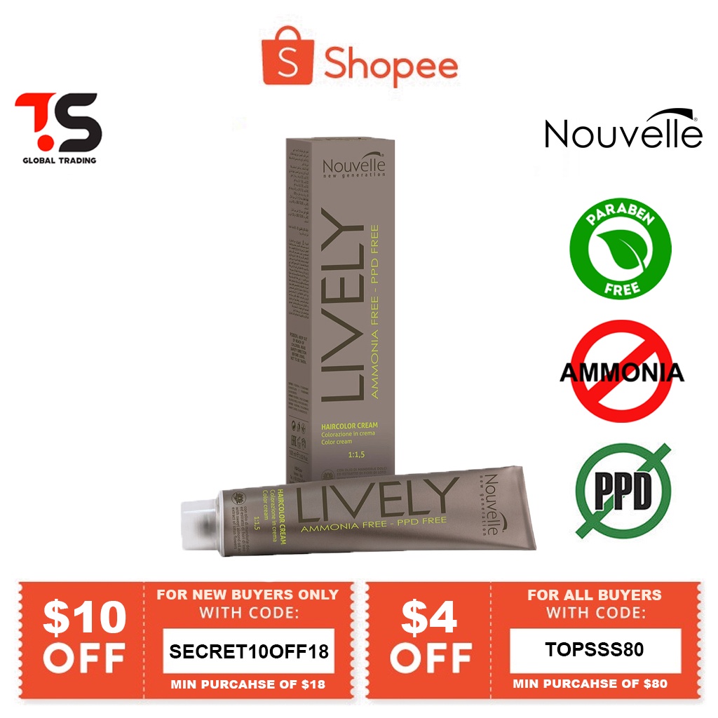 Nouvelle Lively PPD FREE Hair Color 100ml - Ammonia FREE, Paraben FREE ...