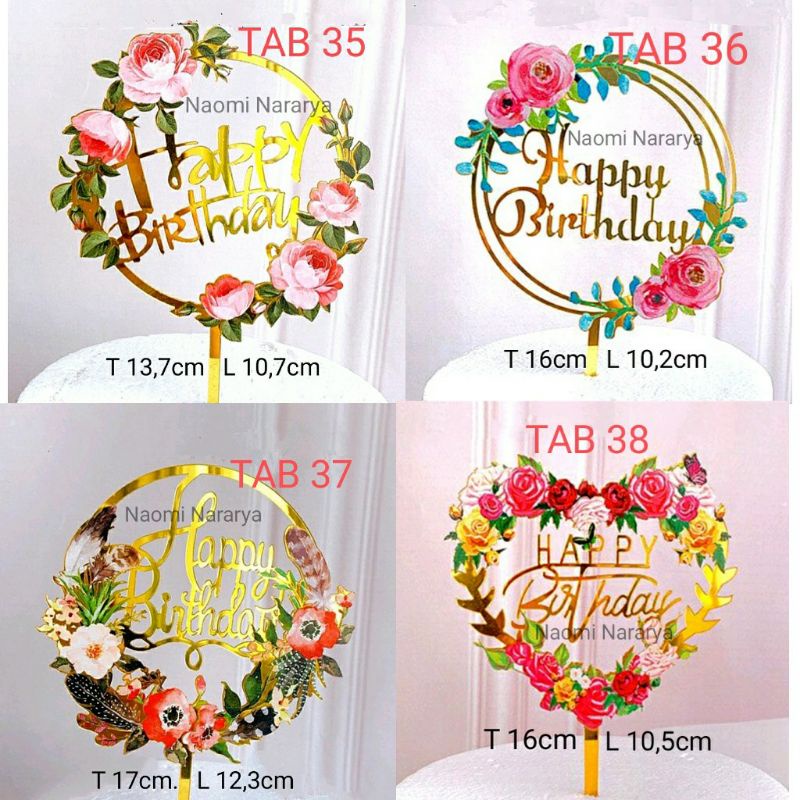 Flower design acrylic cake Topper (MINIMUM 3pcs mix) | Shopee Singapore