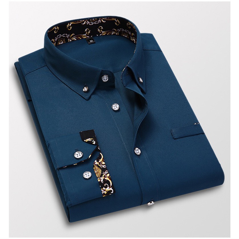 READY STOCK Business Formal Shirts Printed Casual Shirt Long-Sleeve ...