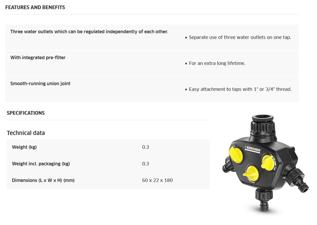 Karcher 3 Way Tap Adaptor / 3 Way Water Distributor | Shopee Singapore