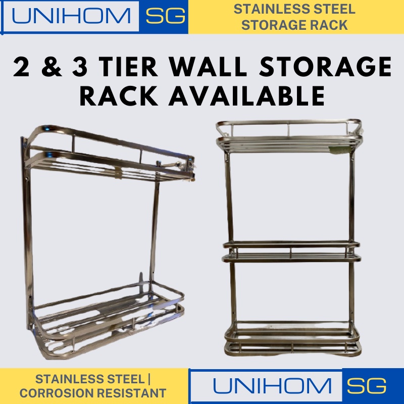UnihomSG [ReadyStock] Bathroom 2/3 Tier Stainless Steel Storage Rack ...