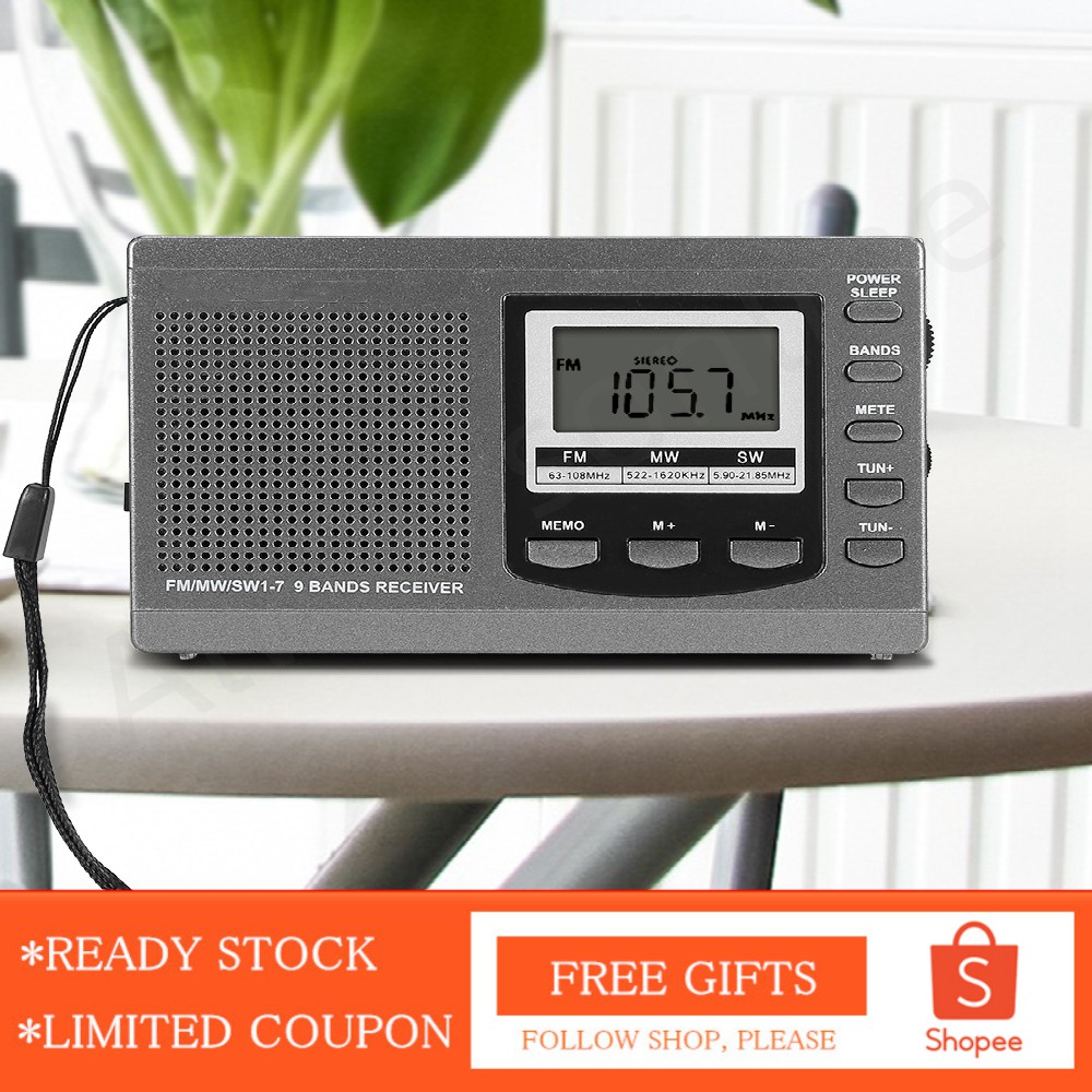 [READY STOCK] Portable Radios FM/MW/SW Receiver with Digital Alarm Clock | Shopee Singapore