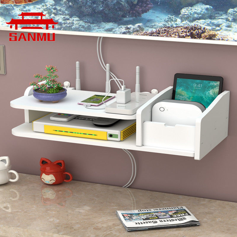 Rack Router Shelf TV Set-top Box Wall Mounted Storage Box Hole Free ...