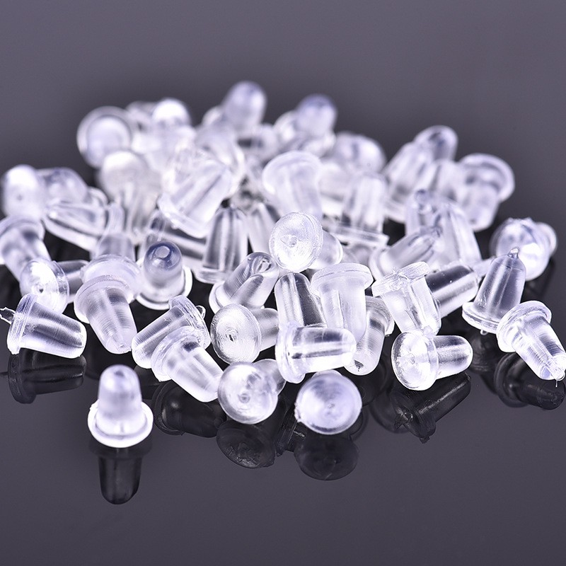 50 Pcs with 1 Box Transparent TPU Plastic Rubber Earrings Ear Stud ...