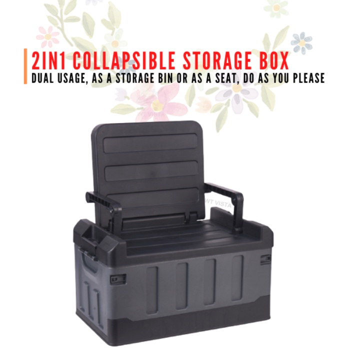 Foldable Chair Storage Box 2 in 1 Storage Bin Stool Collapsible ...