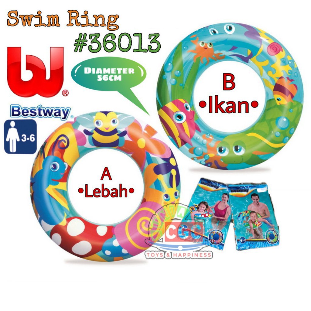 Bestway 36013 Children's Swimming Tube Buoy Swim Ring Fish Bee SNI ...
