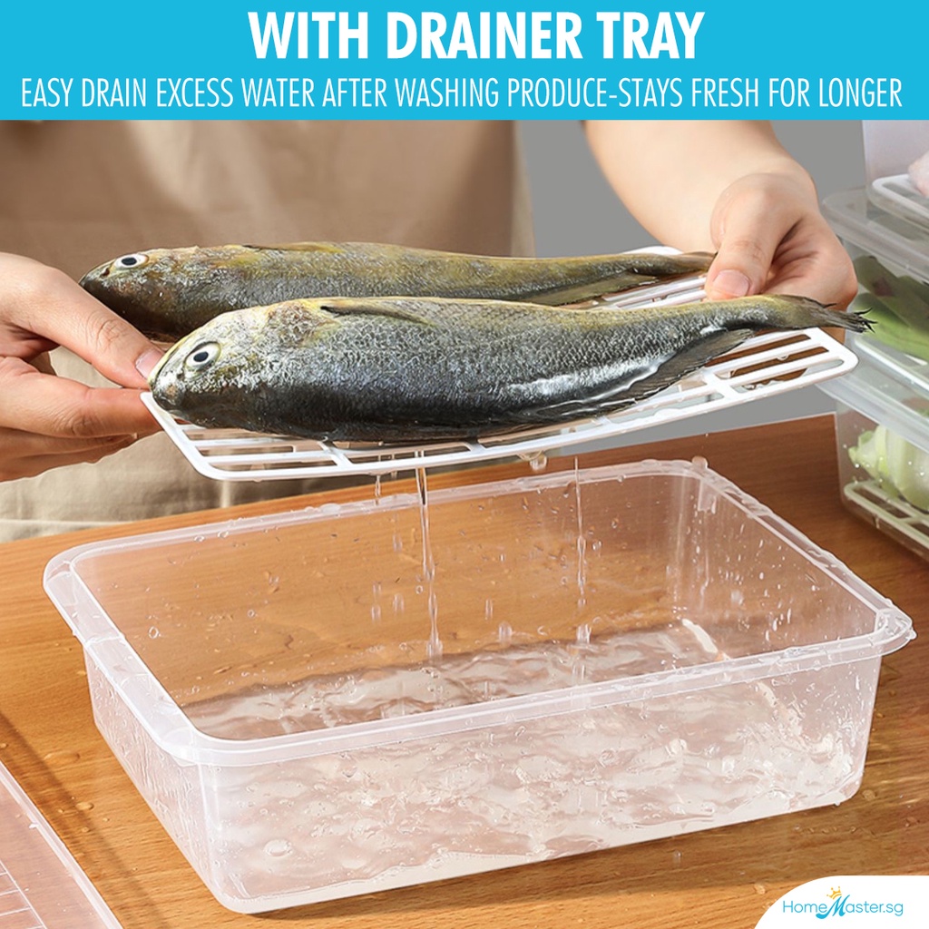 [SG Ready Stock] Food Storage Box with Drainer Tray*Refrigerator ...