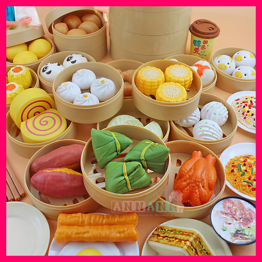 88 pcs Breakfast BBQ Pretend Play Kids Children Toys★Dim Sum Fast Food ...