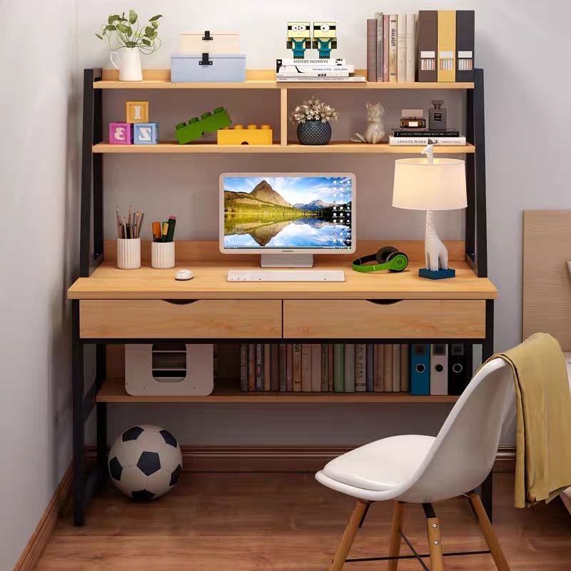 Study Computer Desk Table Tables with Bookshelves Home Desk Simple ...