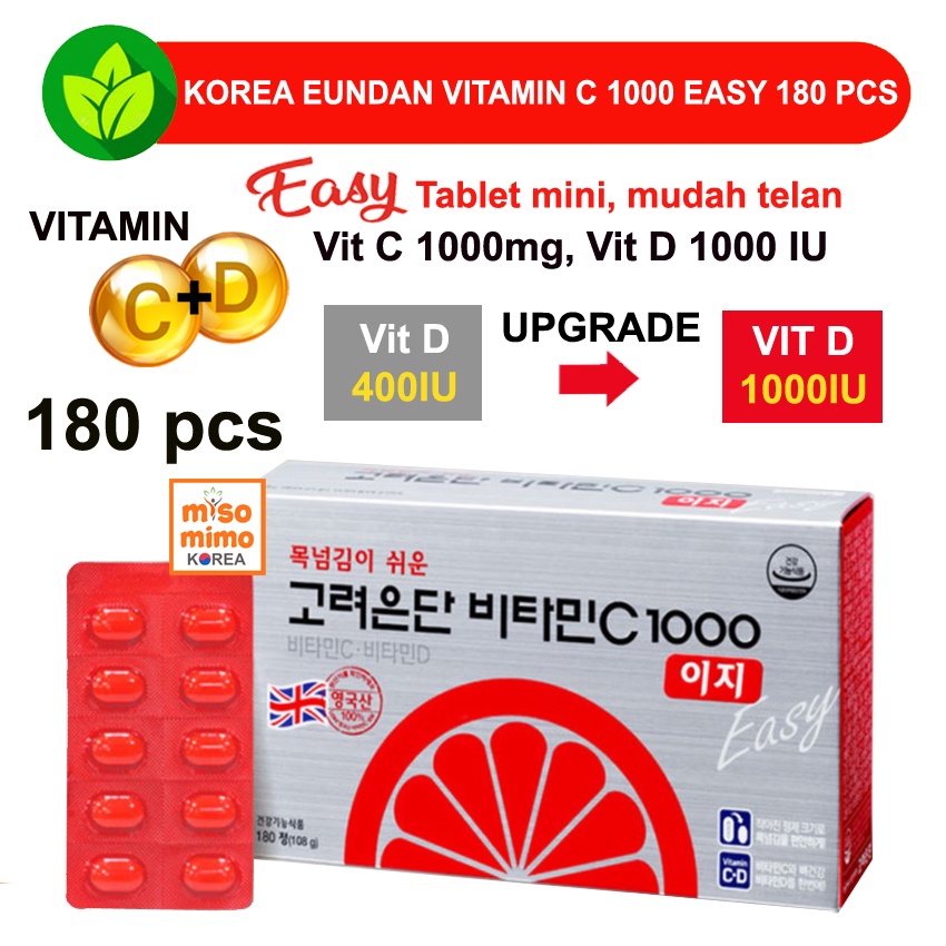 ️READY ️ Korea Eundan Vitamin C Vitamin D 1000 Easy 180 Tablets + FREE ...