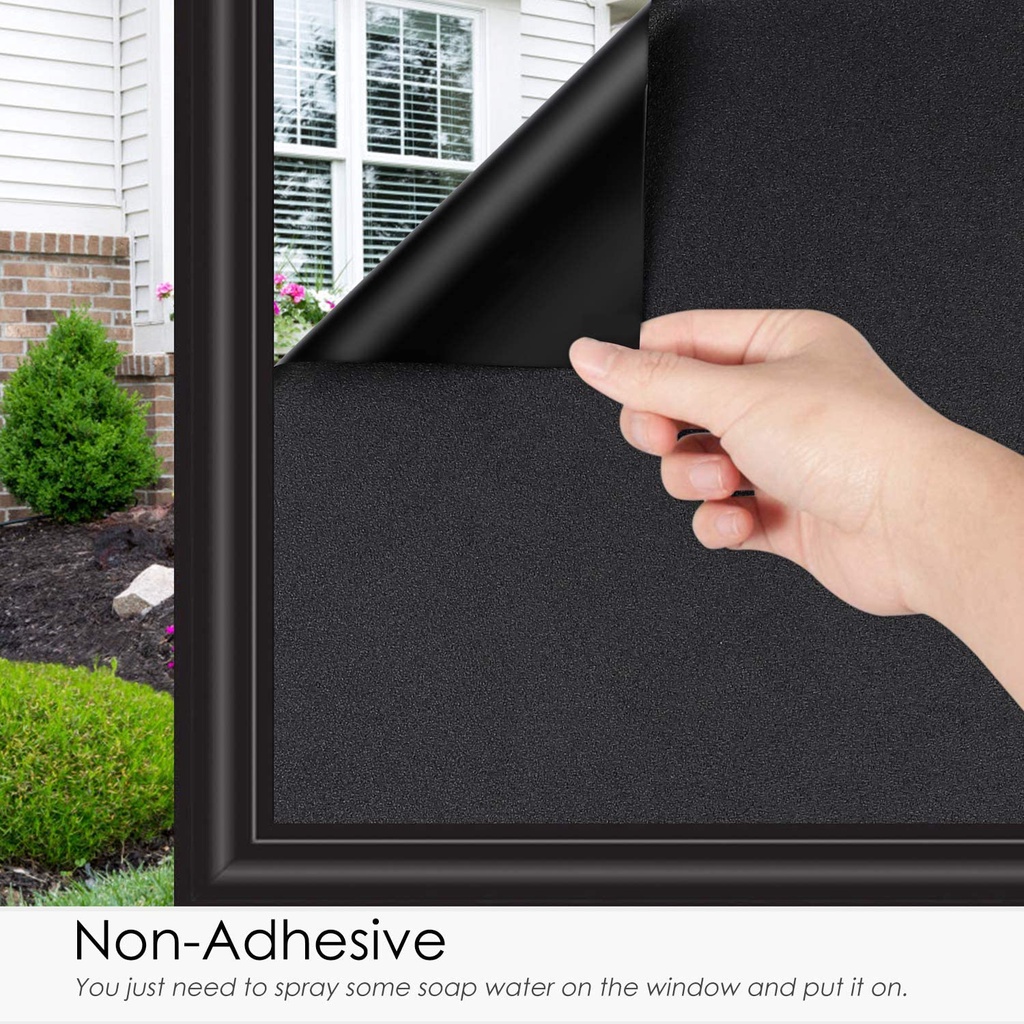 Blackout Window Film Privacy Window Cling Dark Window Tinting Film Non ...