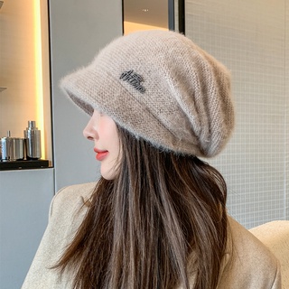 Japanese Rabbit Wool Hat Women Autumn Winter Warm Knitted Wool Hat ...