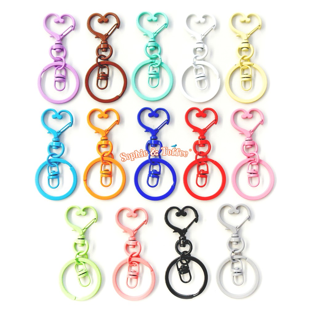 Colourful Heart Snap Clasp Key Ring (3 pieces) | Shopee Singapore