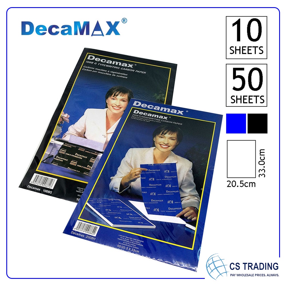 Decamax Typewriting Carbon Paper A4 - Blue / Black / 10pcs / 50pcs ...