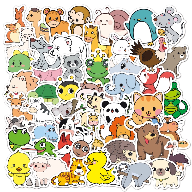 10/50Pcs Animals Stickers Cute Cartoon Dog Cat Pig Sticker Anime Pack ...