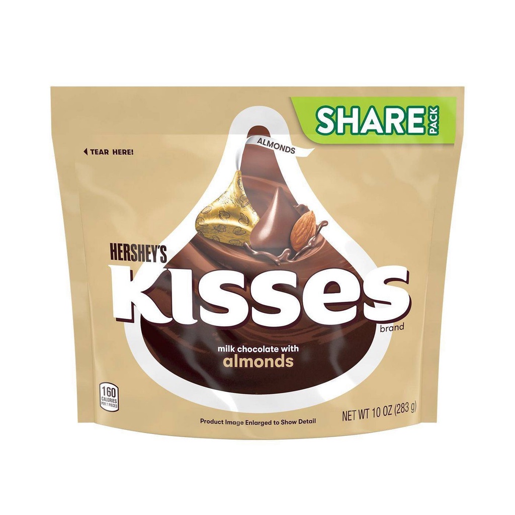 Bag 283g Hershey's Kisses Almond Chocolate Candy, Share Bag (10oz) | Shopee Singapore