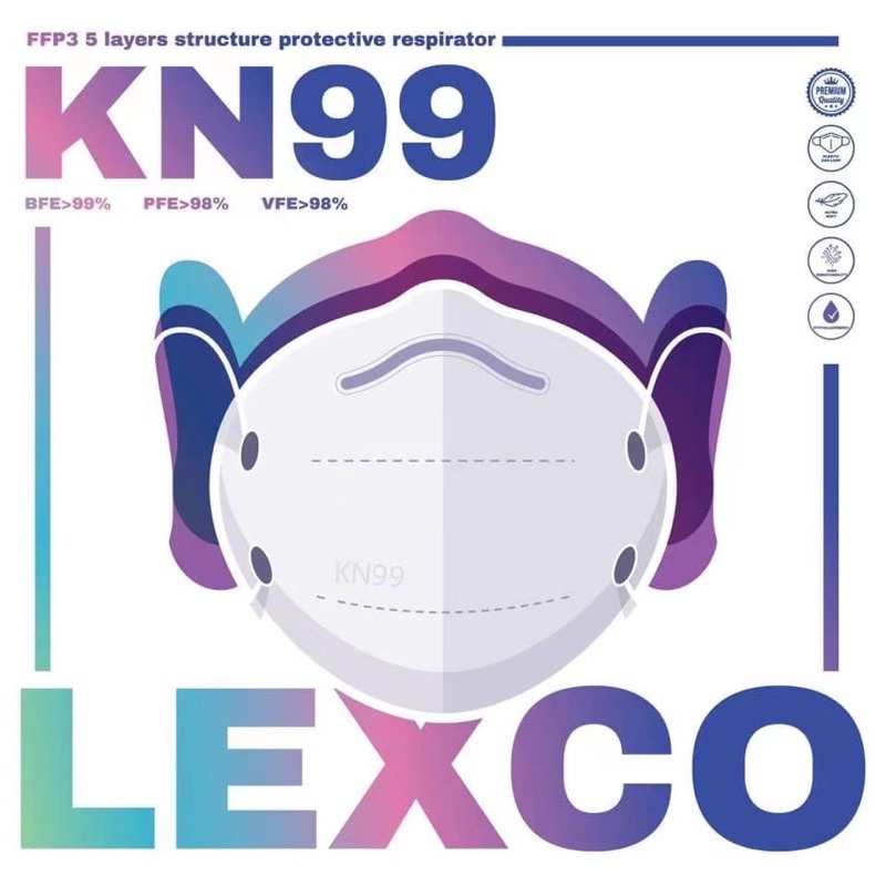 LEXCO Premium KN99 (5PLY) FFP3 Medical Face Mask 20’S/BOX | Shopee Singapore
