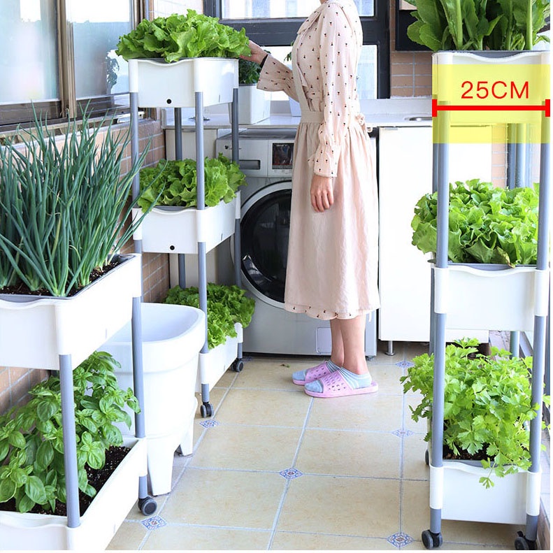 【SG STOCK】Movable Large PP Material Multi-layer Vegetable Pot Flowerpot ...