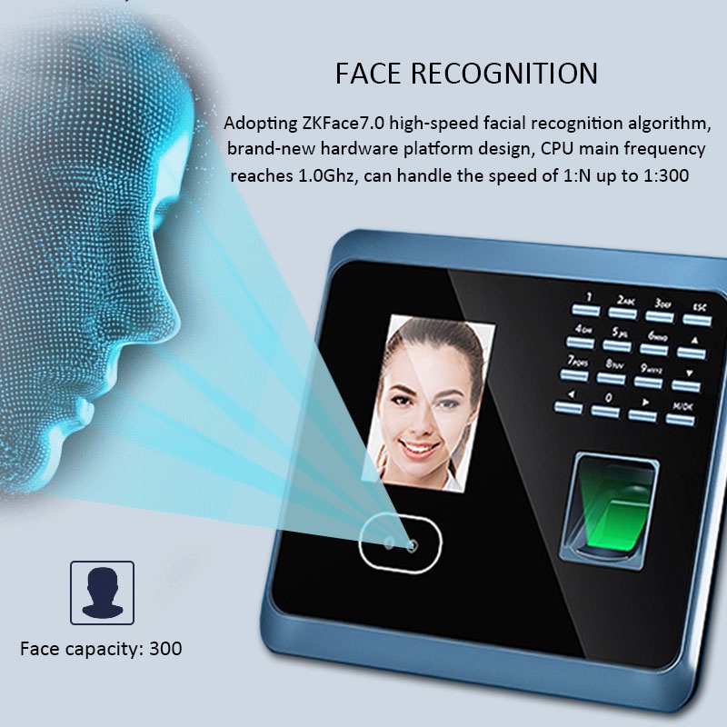 Zkteco Wifi Face Recognition Time Attendance System Uf100plus Biometric Fingerprint Time
