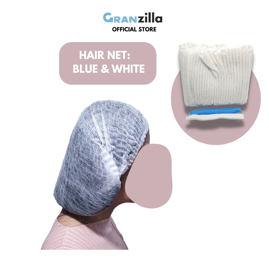 Granzilla™ Disposable Hair Net PPE Hygiene Blue White Hairnet 100pcs ...