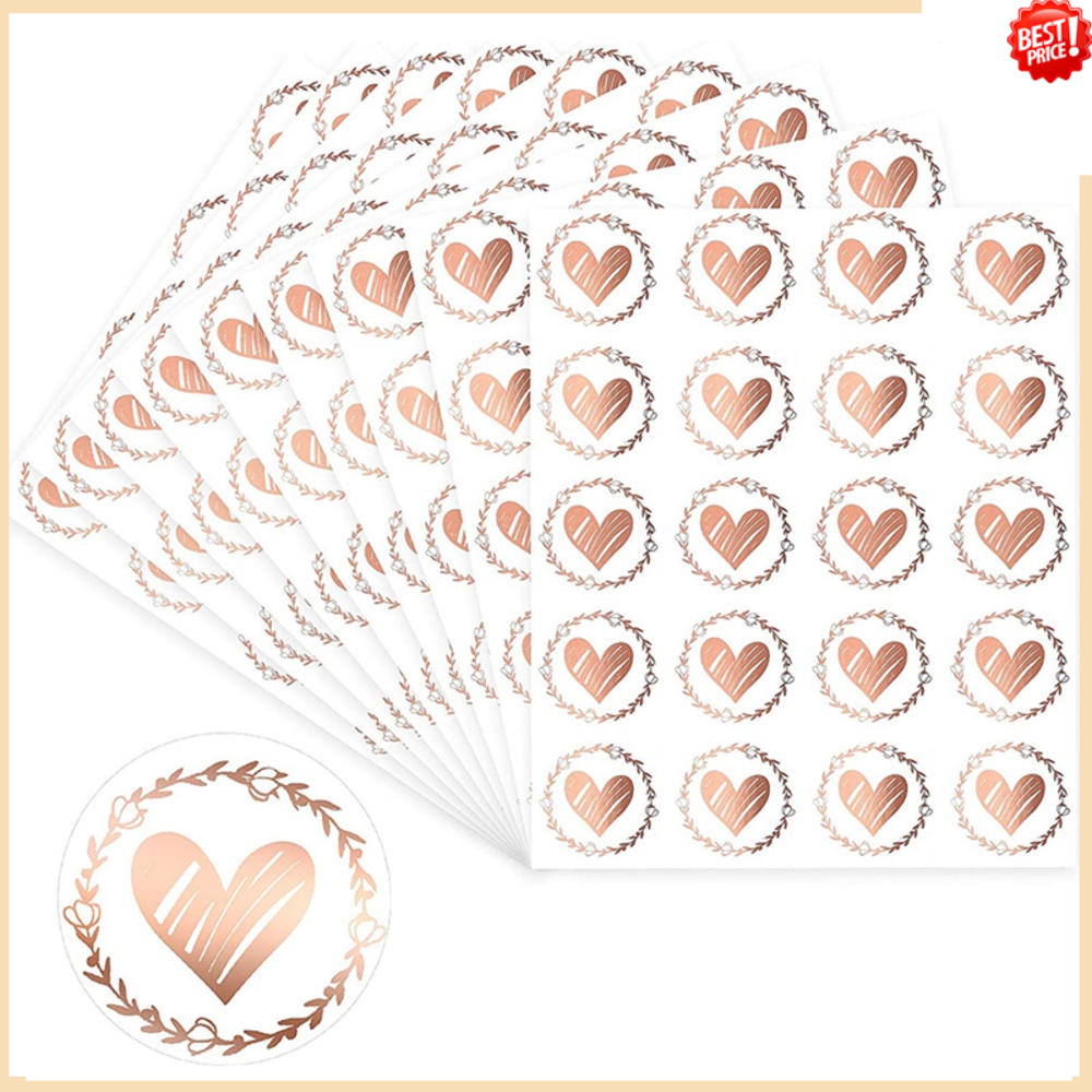 100pcs Round Clear Bronzing Heart Stickers Sealing Label for Wedding ...