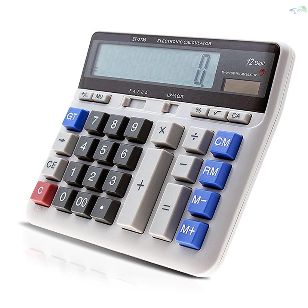 Large Computer Electronic Calculator Counter Solar & Battery Power 12 ...