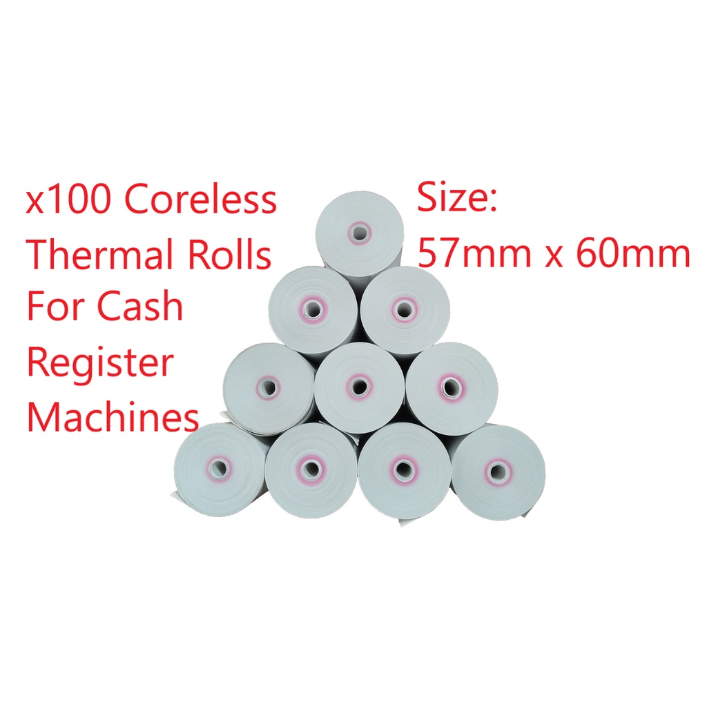 57mm x 65mm x 10mm Coreless Thermal Paper Roll for Cash Register ...