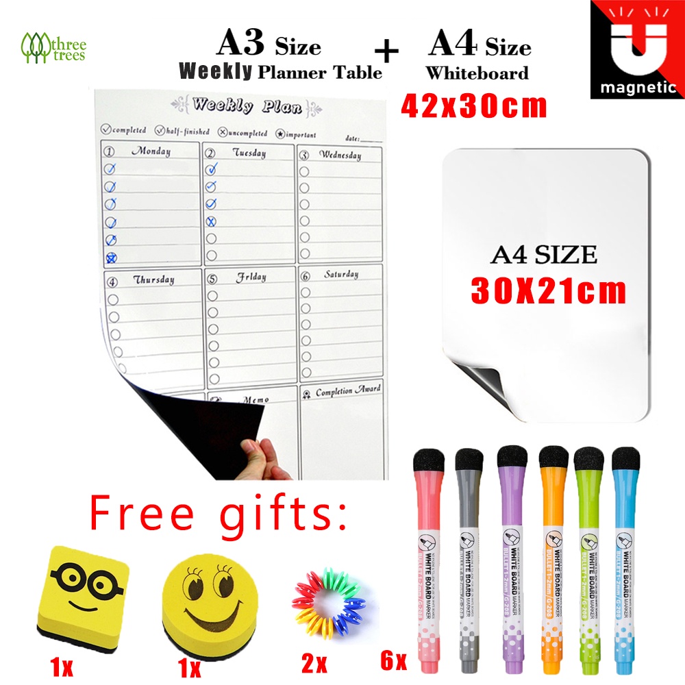1 Pack A3 Size Magnetic Monthly Weekly Planner Calendar With 1 Pack A4 ...