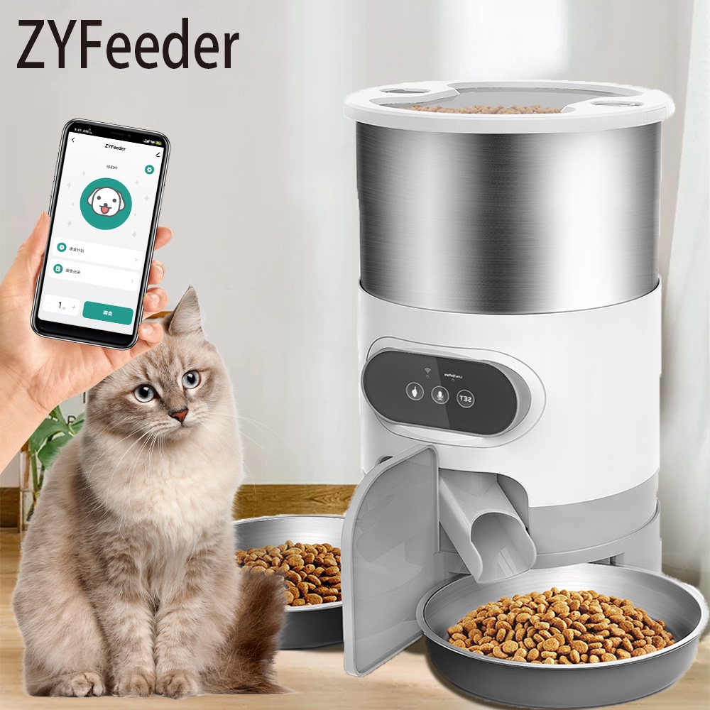 Pet Feeder Cat Automatic Food Dispenser 3L WiFi APP Button Smart Timing ...