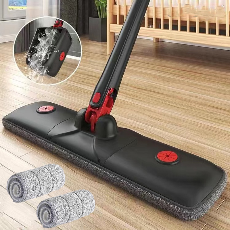 Self-wringing Twist Lazy Mop Squeeze 360 Rotating X-Type Free Hand Washing Glass Flat Floor ...