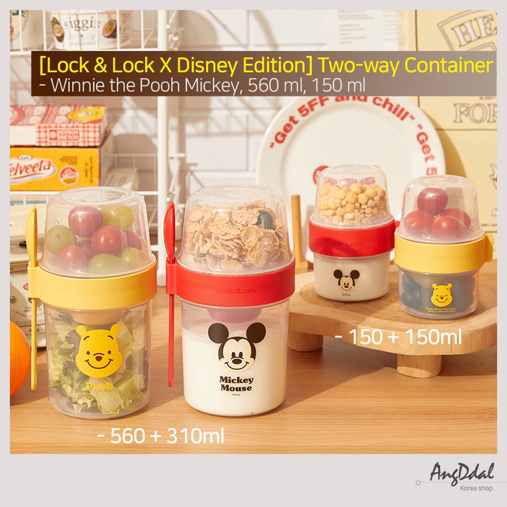 [Lock & Lock X Disney Edition] Twist Two-way Airtight Container Winnie the Pooh Mickey, 560ml ...