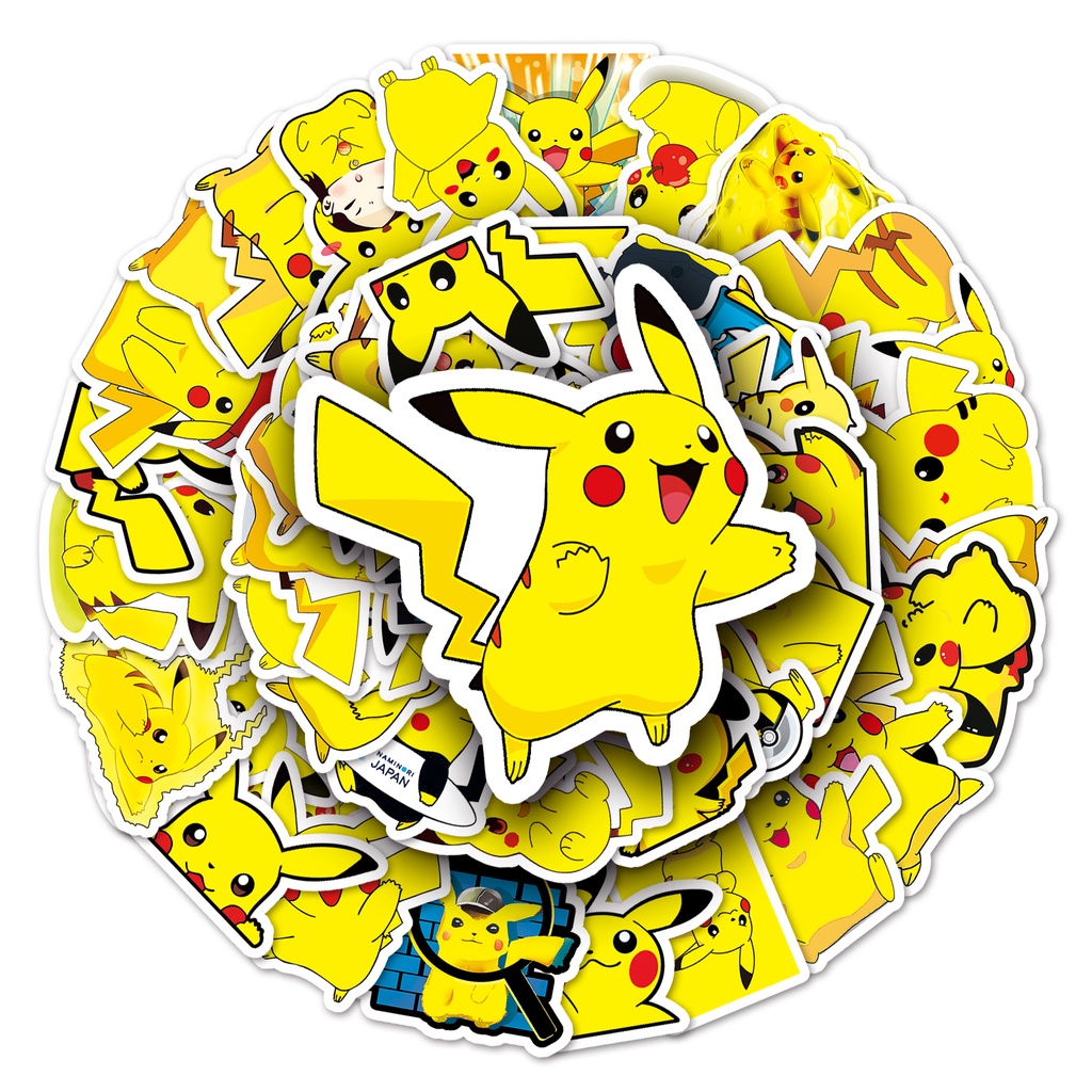50 Piece Funny Pikachu Pokemon Stickers Waterproof DIY For Phones ...