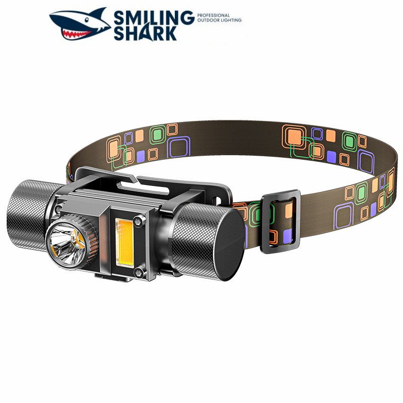 Smiling Shark Led Headlight XPG+COB Headlamp USB Rechargeable Fishing ...
