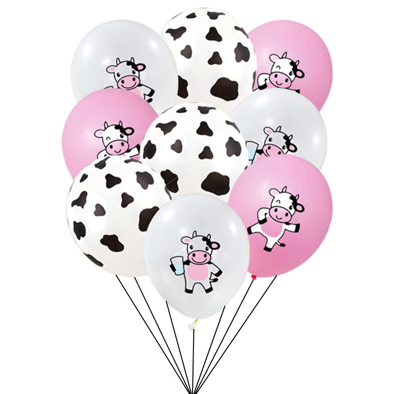 10pcs Farm Cow Print Latex Balloons Including Animal Pattern Balloon ...