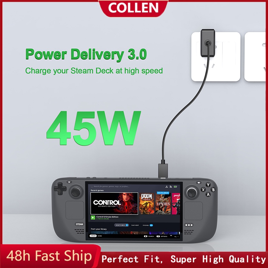 JYS-SD008 Steam Deck Fast Charging Adapter Foldable Plug Wall Charger ...
