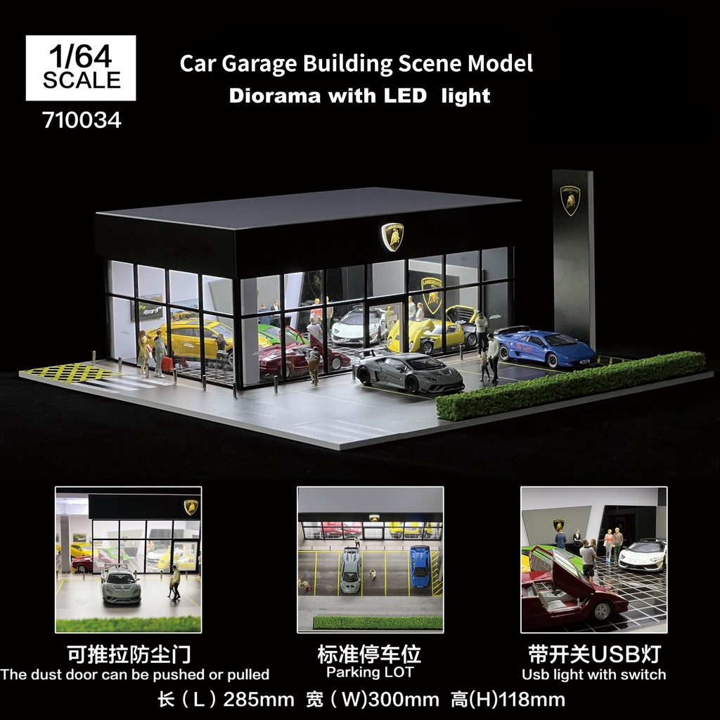 G-FANS Diorama 1:64 Car Garage Model LED Lighting City Street View ...