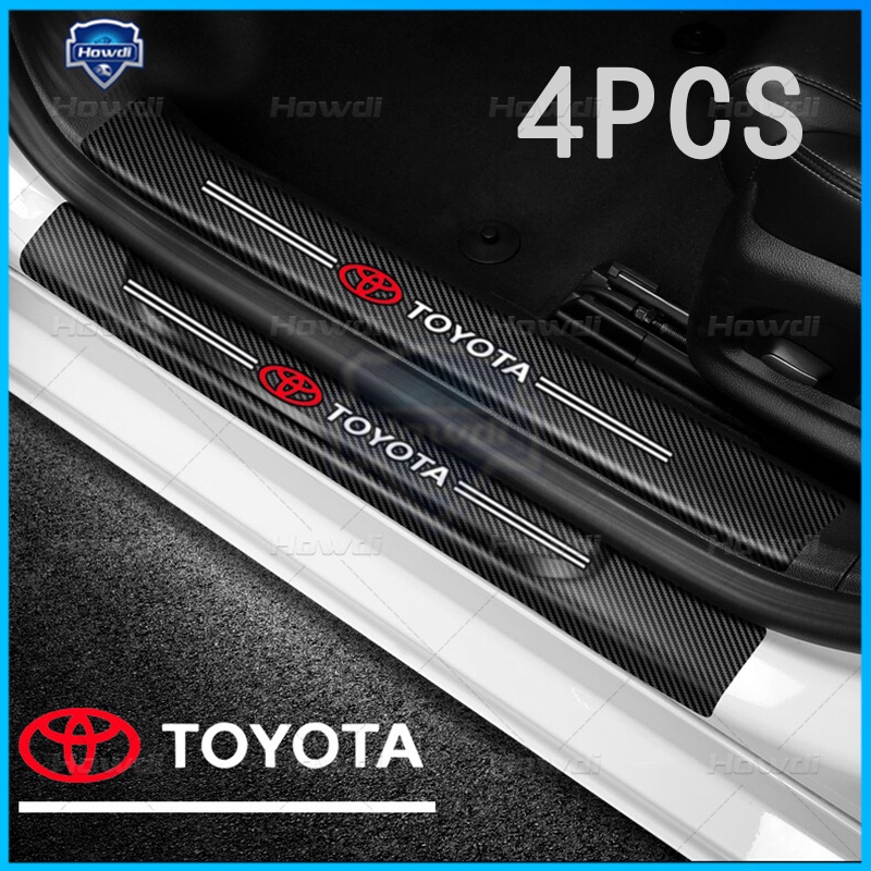 [4pc/Set] Car Door Side Step Sill Strip Carbon Fibre Leather Anti ...