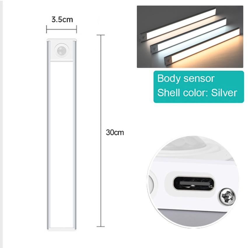 【Ready Stock】LED 3 Color Night Light Wireless Motion Sensor Cabinet ...